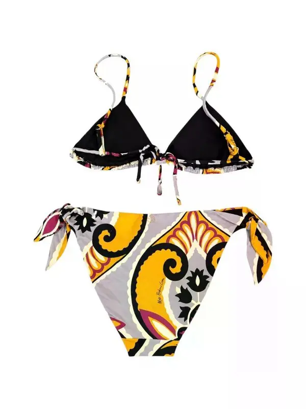 MISS BIKINI LUXE Damask-print Rhinestone-embellished Bikini - Grey