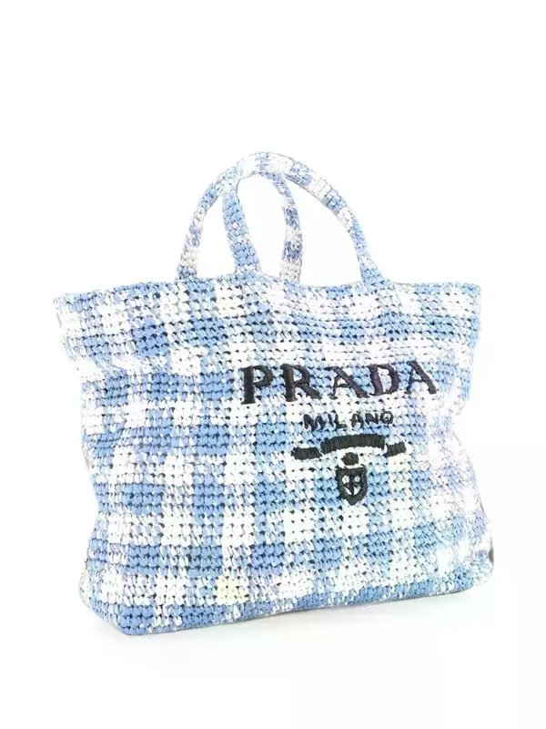 Prada Logo Raffia Large Tote Bag
