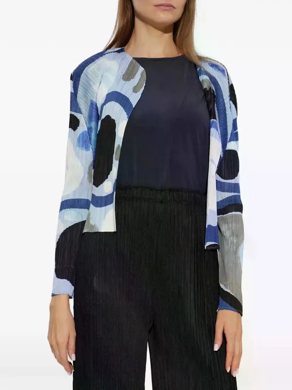 Issey Miyake Abstract-print Pleated Cardigan