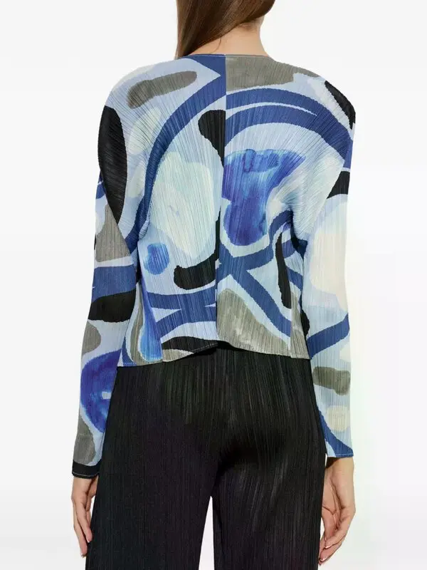 Issey Miyake Abstract-print Pleated Cardigan
