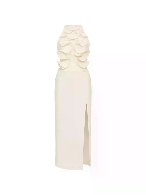 DIVEDIVINE Floral-appliqué Halterneck Midi Dress