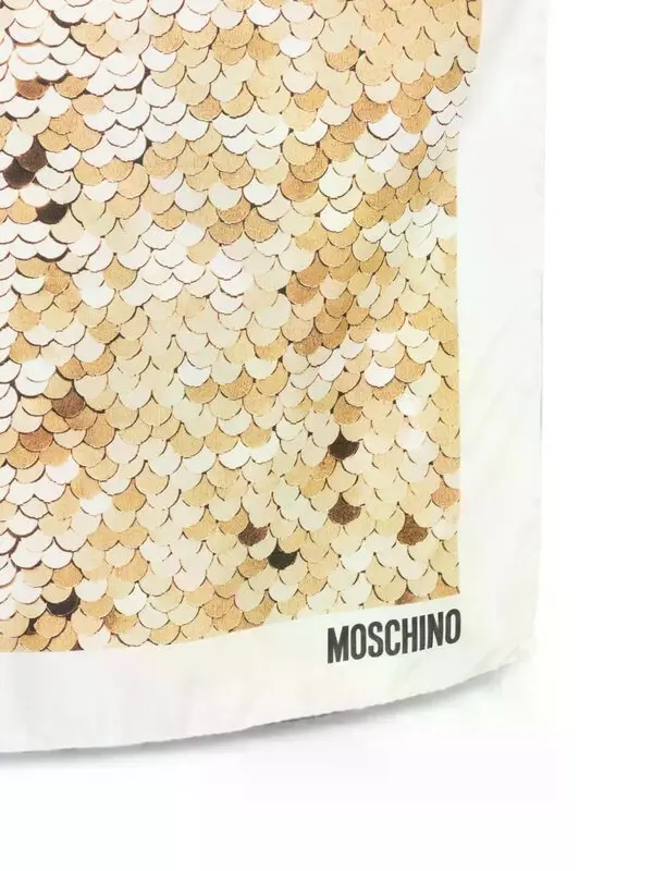 Moschino Sequin-print Silk Scarf - Neutrals