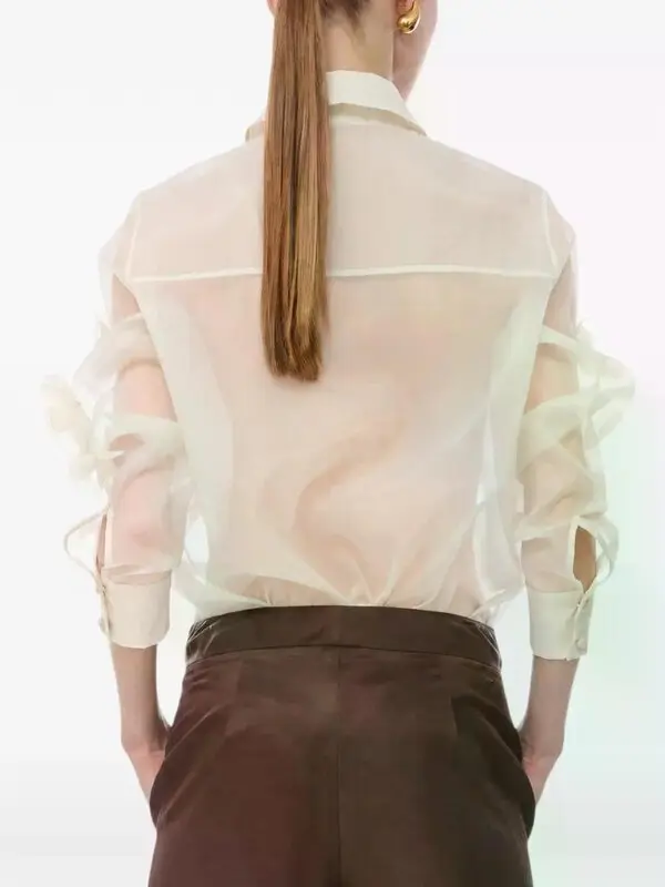 NENETTE Frosty Floral-appliqué Sheer Shirt