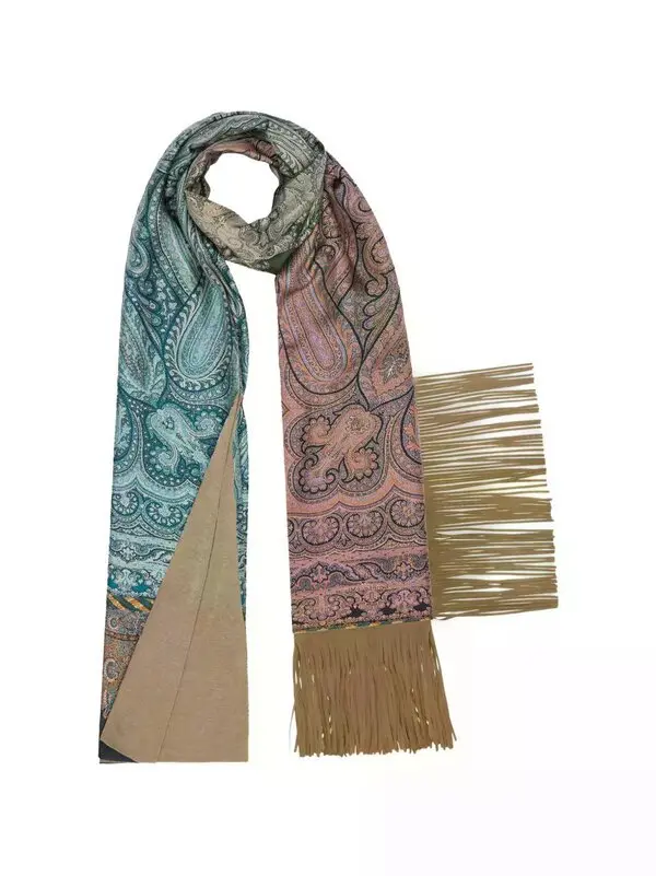 PIERRE-LOUIS MASCIA Aloewon Paisley-print Fringed Scarf - Blue