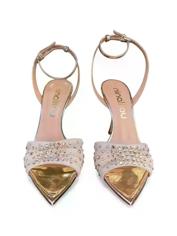 NINALILOU Strass-embellished Draped Heeled Sandals