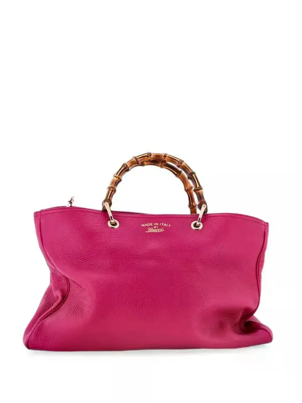 Gucci Bamboo Shopper Leather Large Tote Bag - Pink