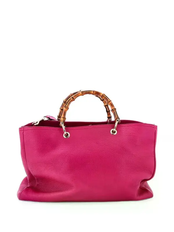 Gucci Bamboo Shopper Leather Large Tote Bag - Pink