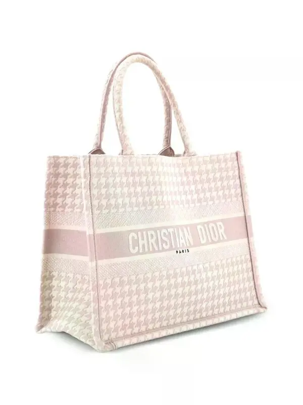 Dior Book Houndstooth Canvas Medium Tote Bag