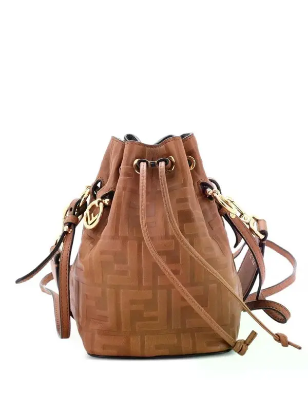 Fendi Mon Tresor Zucca Embossed Leather Mini Bucket Bag - Brown