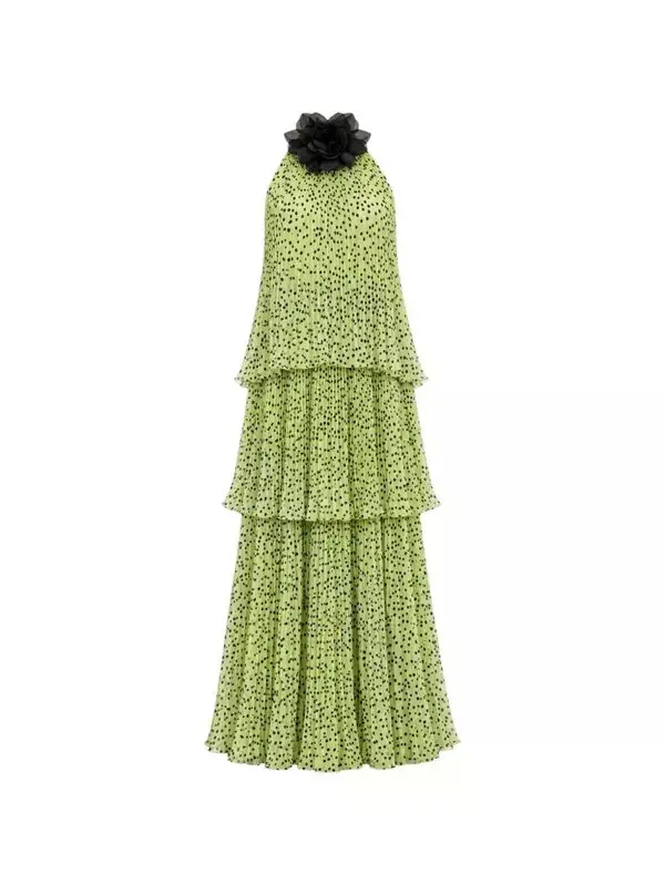 Charo Ruiz Ibiza Polka-dot Pleated Maxi Dress