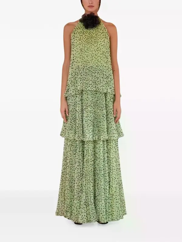 Charo Ruiz Ibiza Polka-dot Pleated Maxi Dress