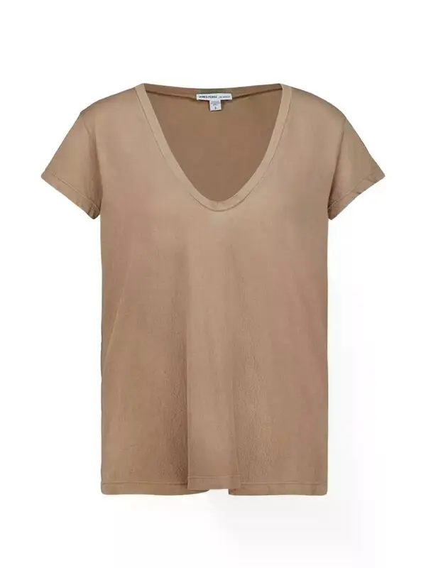 JAMES PERSE Cotton V-neck T-shirt - Brown