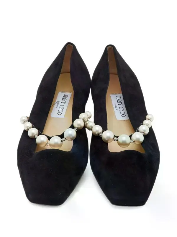 JIMMY CHOO Ade Pearl-embellished Ballet Flats - Black
