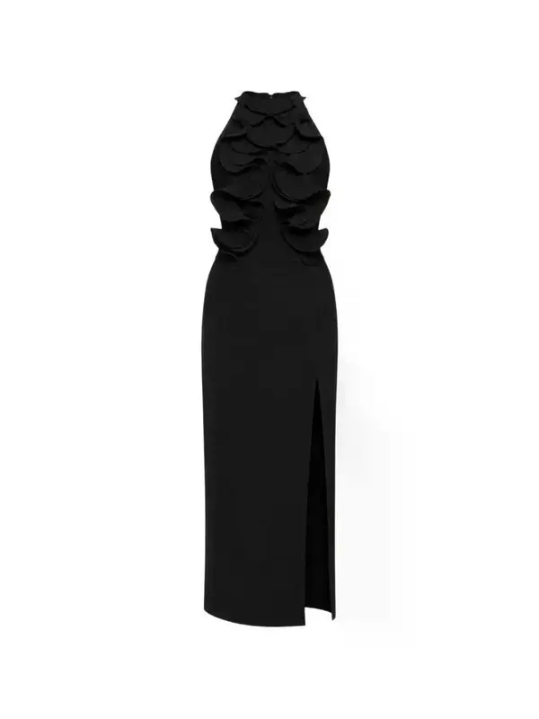 DIVEDIVINE Flower-appliqué Halterneck Midi Dress