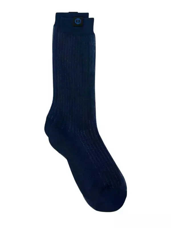Iceberg Ribbed-knit Logo-patch Socks - Blue