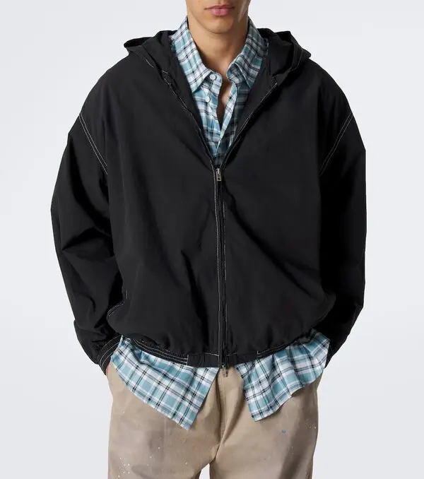 Acne Studios Logo Hooded Cotton Poplin Jacket