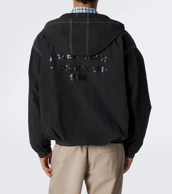 Acne Studios Logo Hooded Cotton Poplin Jacket