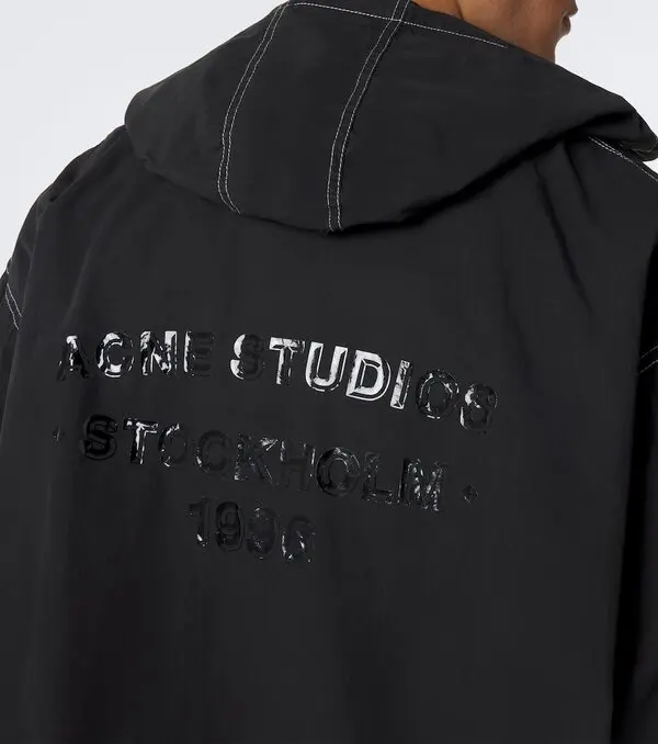 Acne Studios Logo Hooded Cotton Poplin Jacket