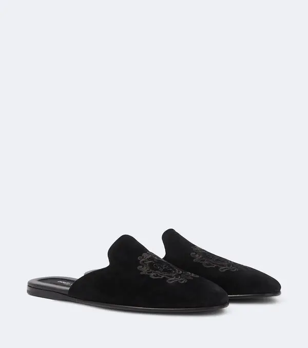 Dolce & Gabbana Embroidered Suede Mules