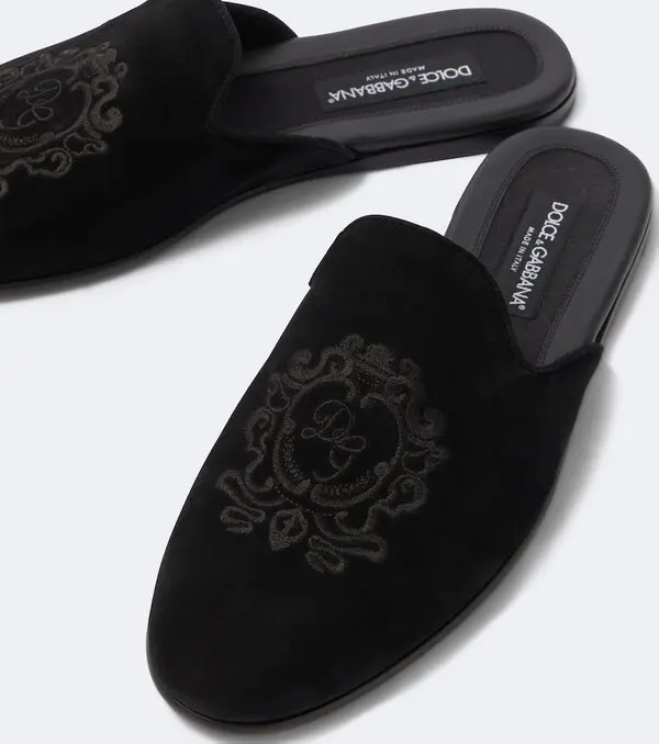 Dolce & Gabbana Embroidered Suede Mules
