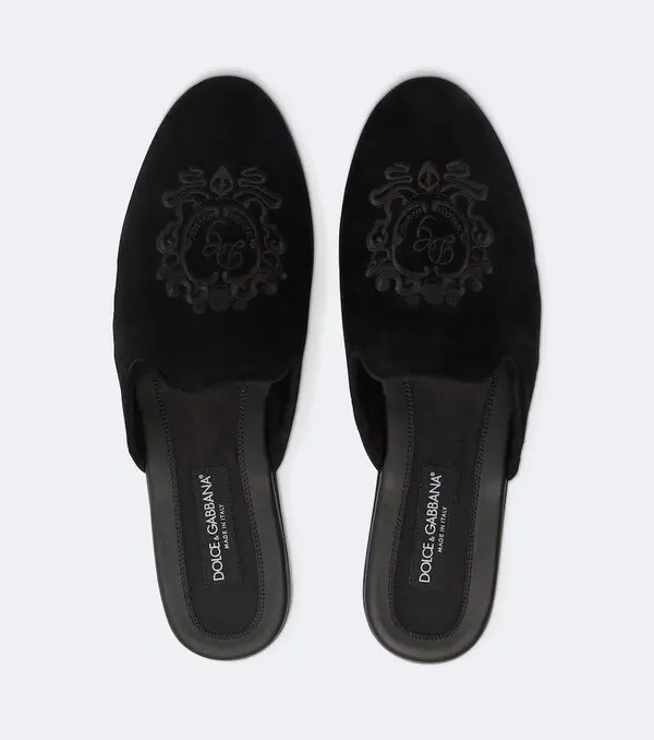 Dolce & Gabbana Embroidered Suede Mules