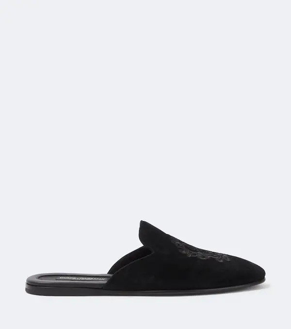 Dolce & Gabbana Embroidered Suede Mules
