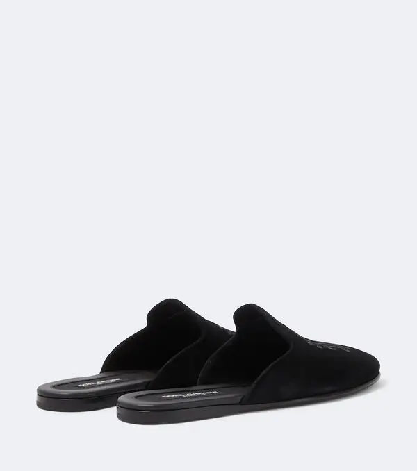 Dolce & Gabbana Embroidered Suede Mules
