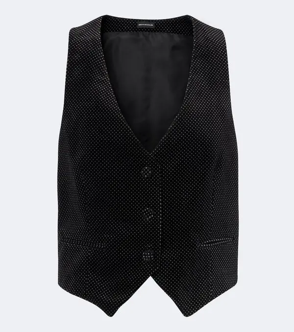 TOM FORD Polka-dot Cotton Velvet Vest - Black