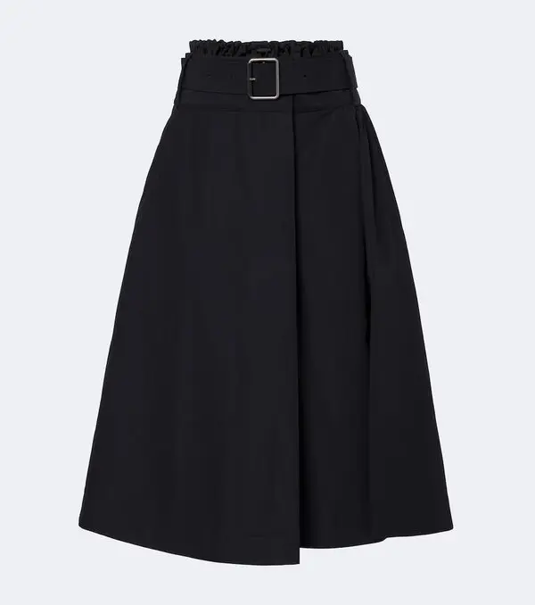 Loewe Belted Cotton-blend Midi Skirt
