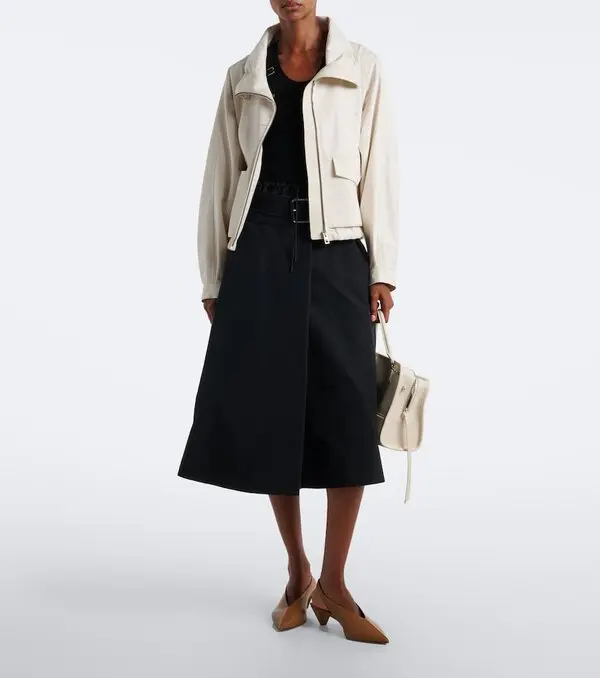 Loewe Belted Cotton-blend Midi Skirt