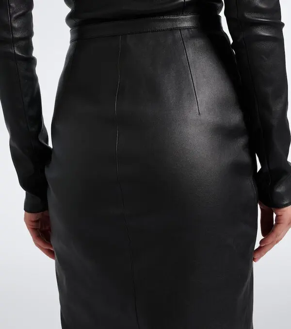 Gucci Leather Midi Skirt