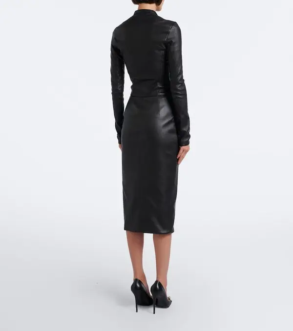 Gucci Leather Midi Skirt