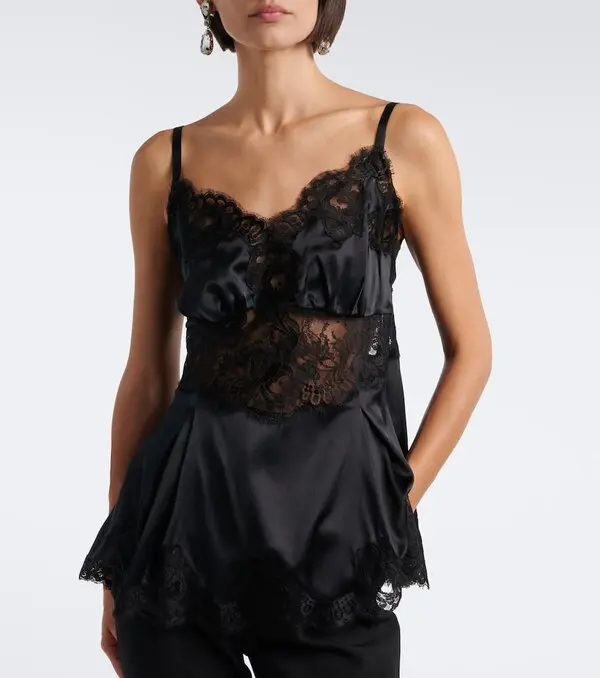 Dolce & Gabbana Lace-trimmed Silk And Cotton-blend Romper