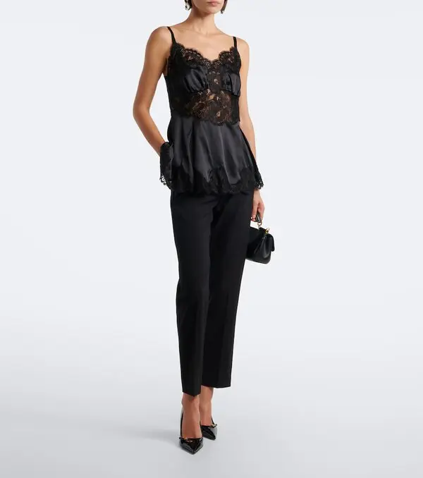 Dolce & Gabbana Lace-trimmed Silk And Cotton-blend Romper