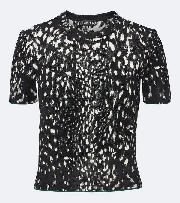TOM FORD Jacquard Velvet T-shirt - Black