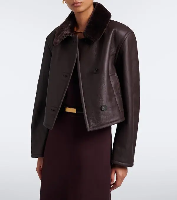 JOSEPH Liri Shearling-trimmed Leather Jacket