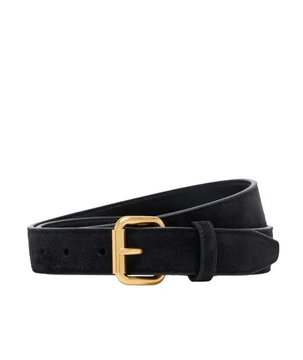 THE ROW Geo Suede Belt - Black