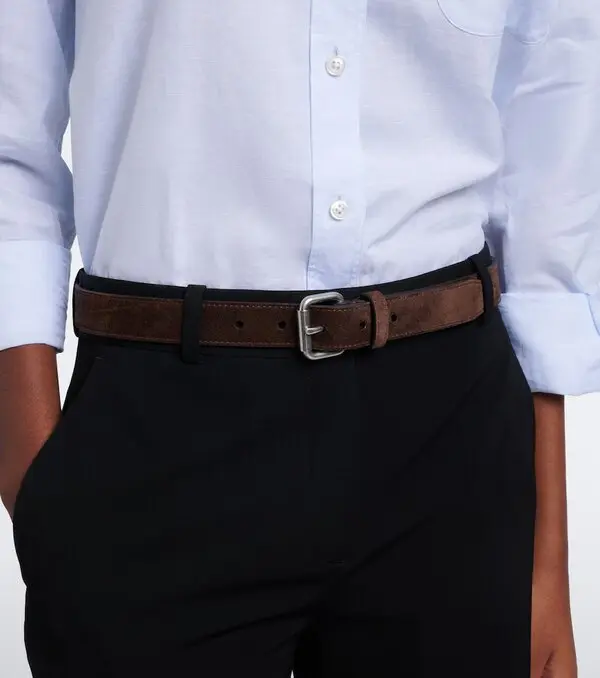 THE ROW Geo Suede Belt - Brown