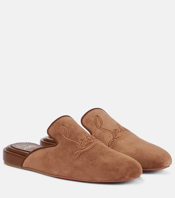 CHRISTIAN LOUBOUTIN Suede Coolito Donna Slippers - Brown