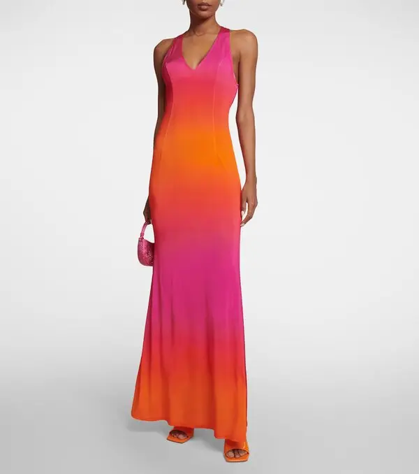 LOUISA BALLOU Printed Jersey Maxi Dress