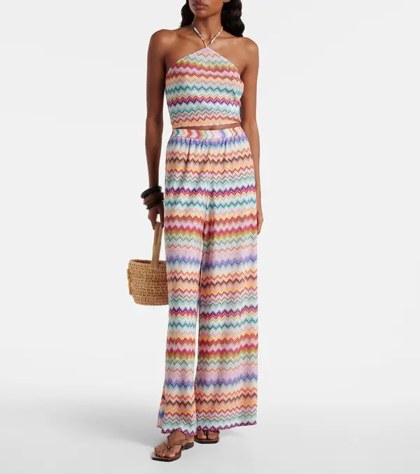 Missoni Zigzag Halterneck Lamé Crop Top - Multicoloured