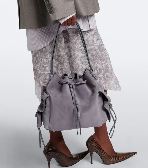 Acne Studios Multipocket Medium Suede Bucket Bag
