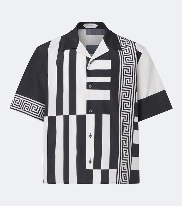 Versace Printed Cotton And Silk Bowling Shirt