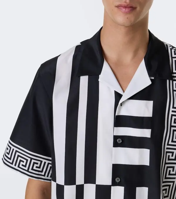 Versace Printed Cotton And Silk Bowling Shirt