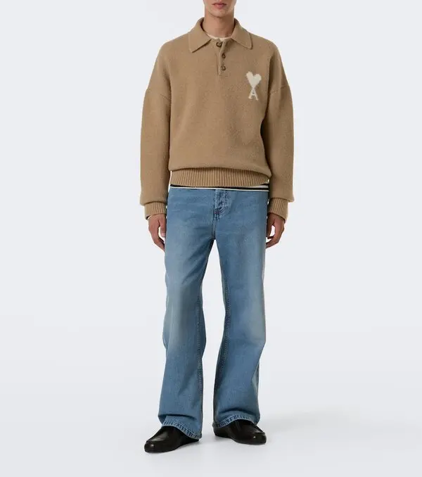 AMI Paris Alpaca And Wool-blend Polo Sweater