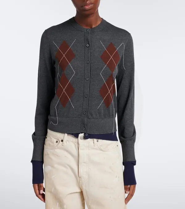 Acne Studios Layered Silk, Wool, And Cashmere Cardigan