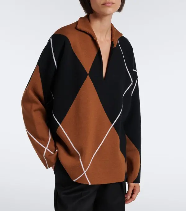 Max Mara Argyle Virgin Wool Sweater