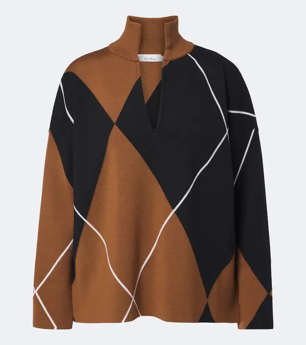 Max Mara Argyle Virgin Wool Sweater - Multicoloured
