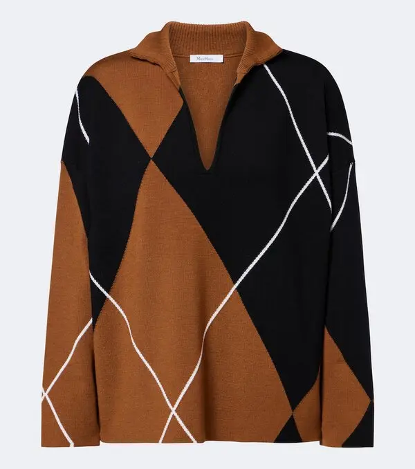 Max Mara Argyle Virgin Wool Sweater