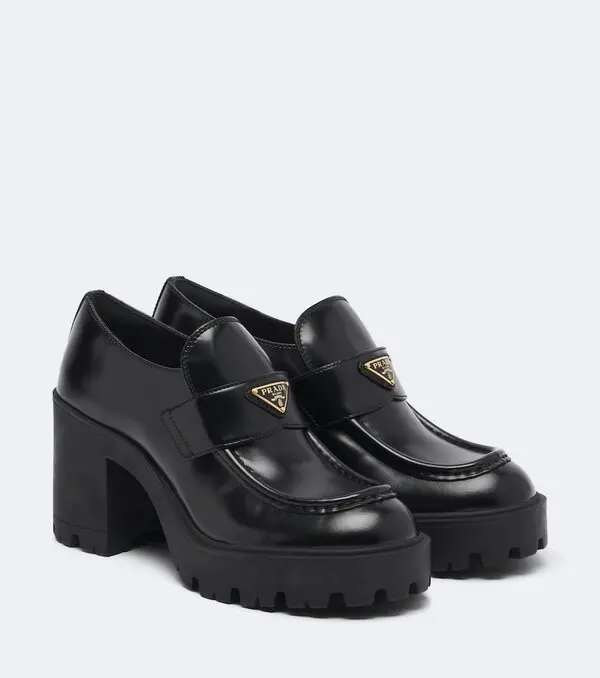 Prada Leather Platform Loafers - Black